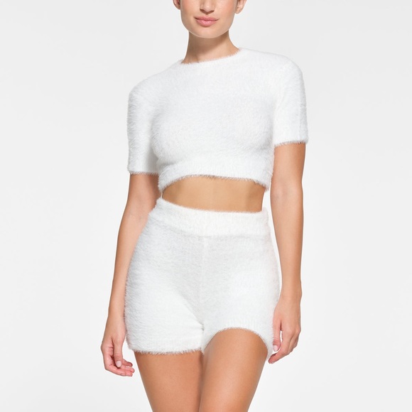 SKIMS | Tops | Skims Fuzzy Knit Cropped Tshirt | Poshmark